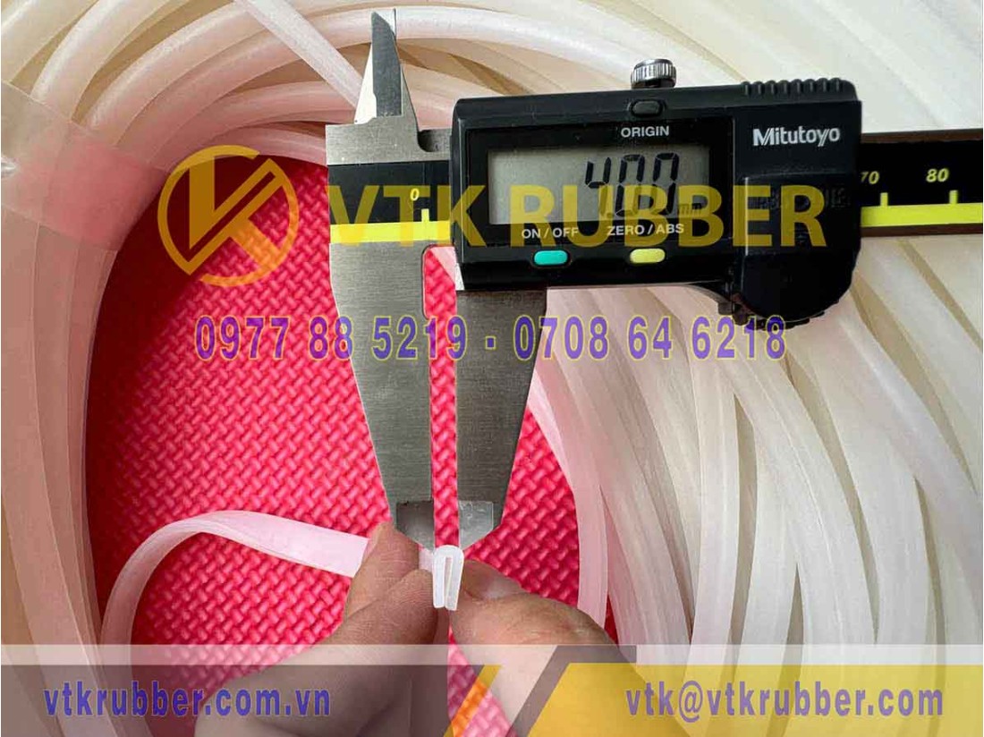 Ron silicon trắng chữ U 4x9x1.5 | VTK Rubber