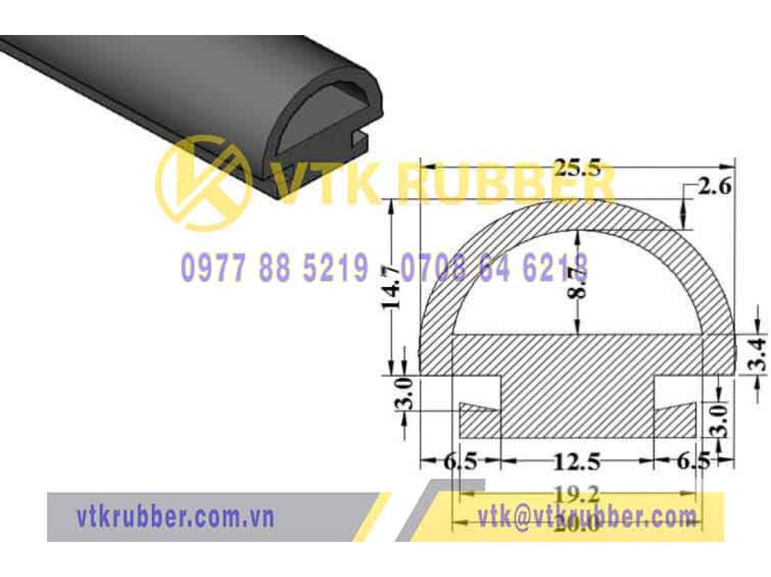 Ron silicon chữ D 14.7x25.5x8.7 | VTK Rubber